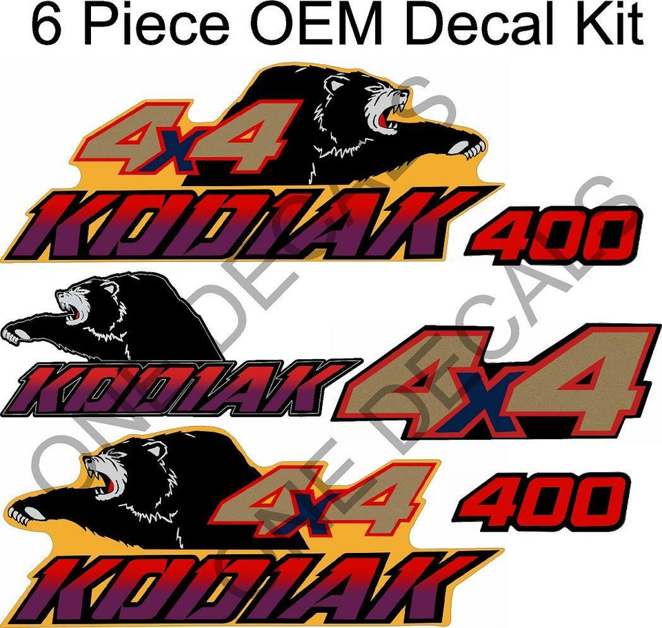 Yamaha Kodiak 400 4x4 OEM Decal Graphics Kit 1992 1993 1994 1995 1996 ...