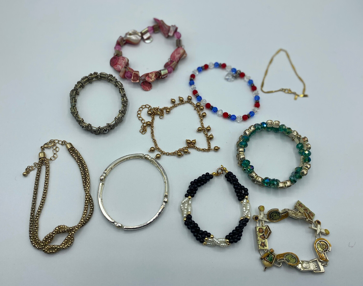 10 - BRACELET LOT Assorted Types Materials Beaded Gol… - Gem