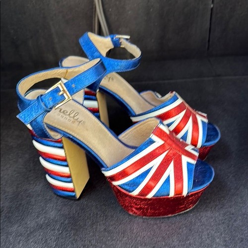 Rare Vintage Shellys London Union Jack British Flag Platform Heels 6 | eBay