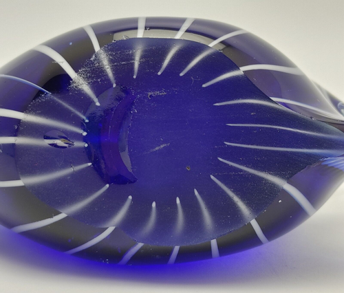 Angel Fish Paperweight Blue With White Stripes Decorative Art Glass 7 ...