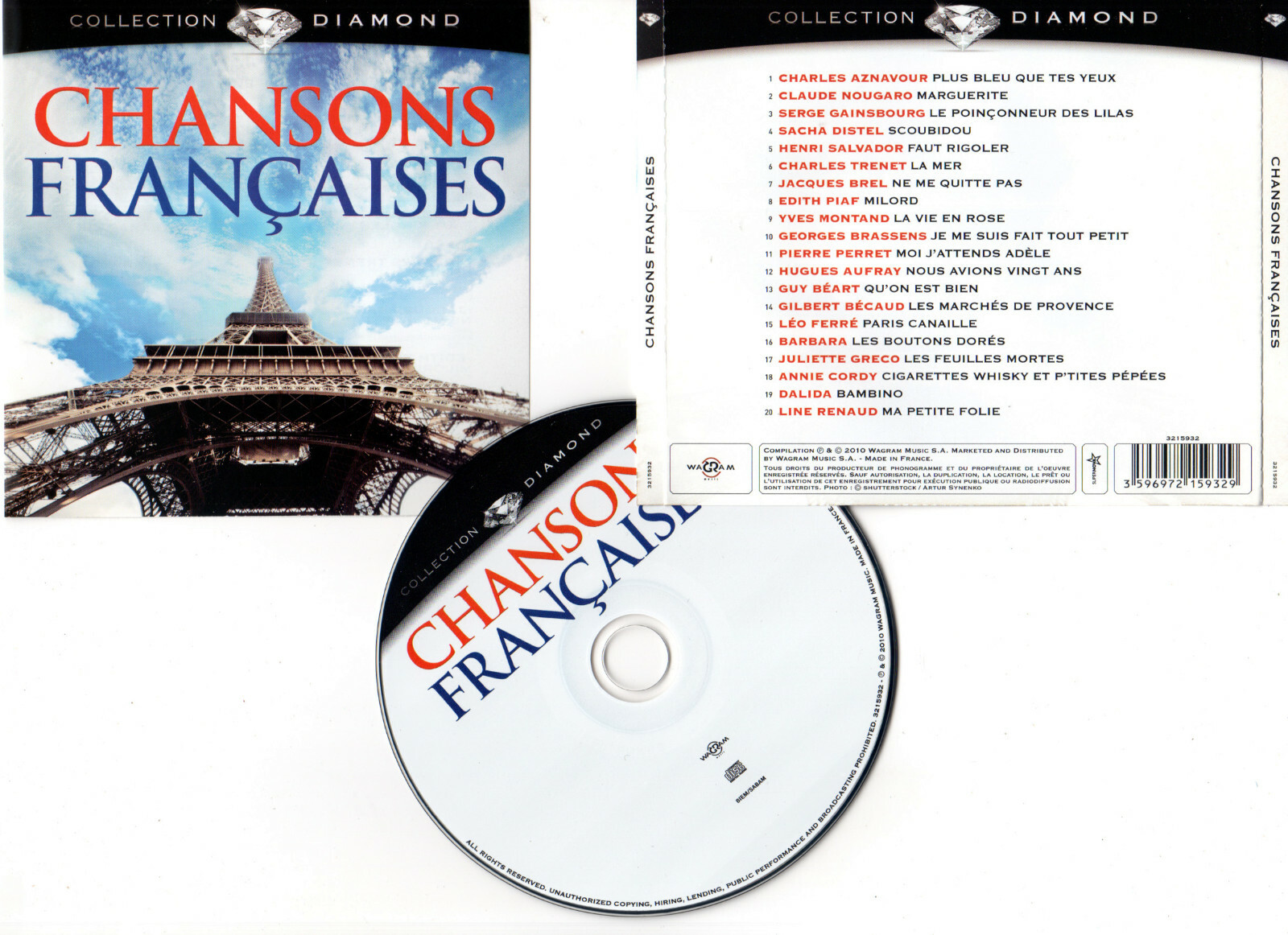 CHANSON FRANCAISES (CD) Aznavour,Nougaro,Gainsbourg,Brel,Piaf,Brassens ...