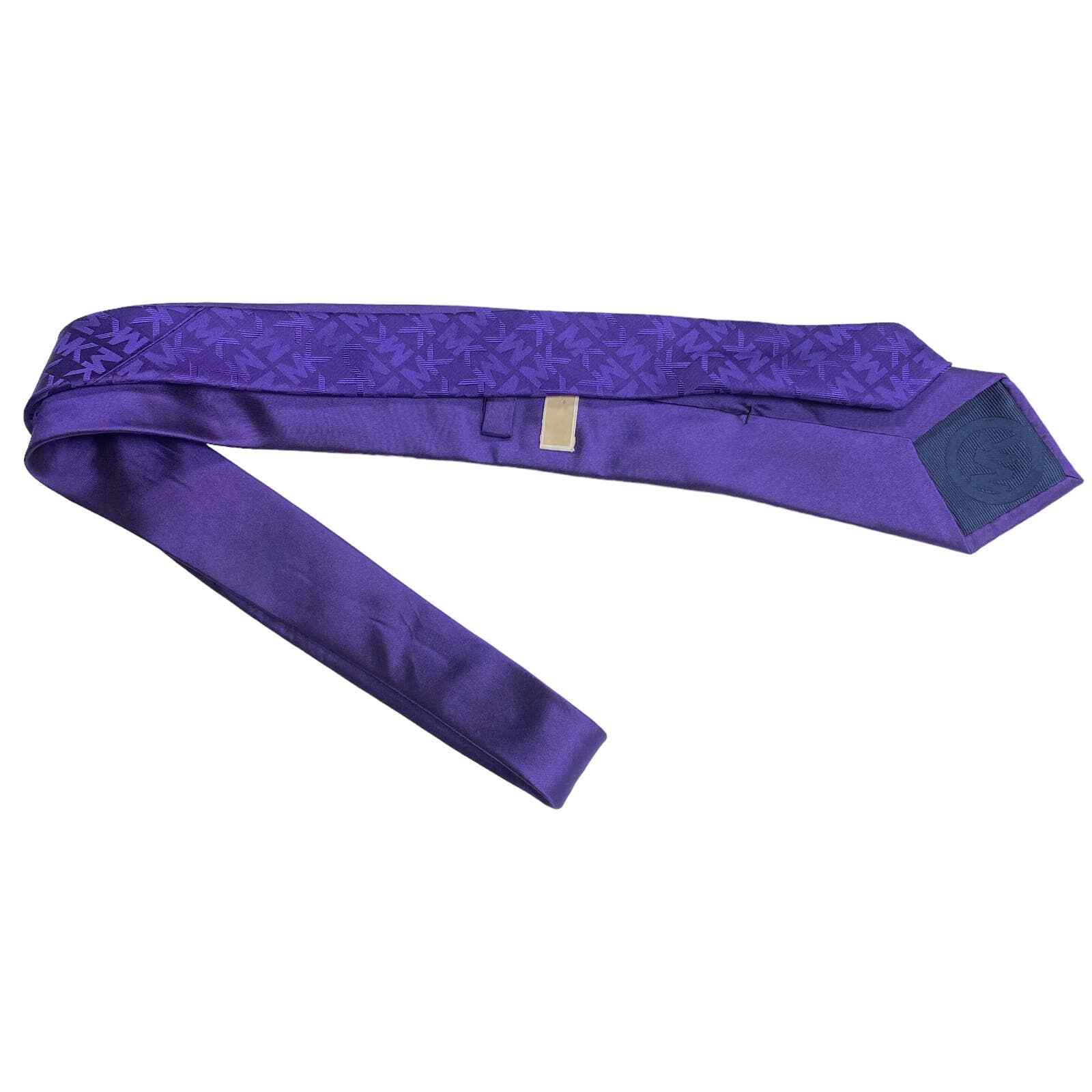 Michael Kors Men’s Purple Monogram Logo Print Silk Ne… - Gem