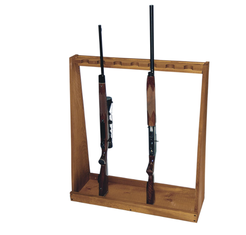 DURABLE Wooden Standing Rifle Rack Holds 7 Storage Firearm Long Guns ...