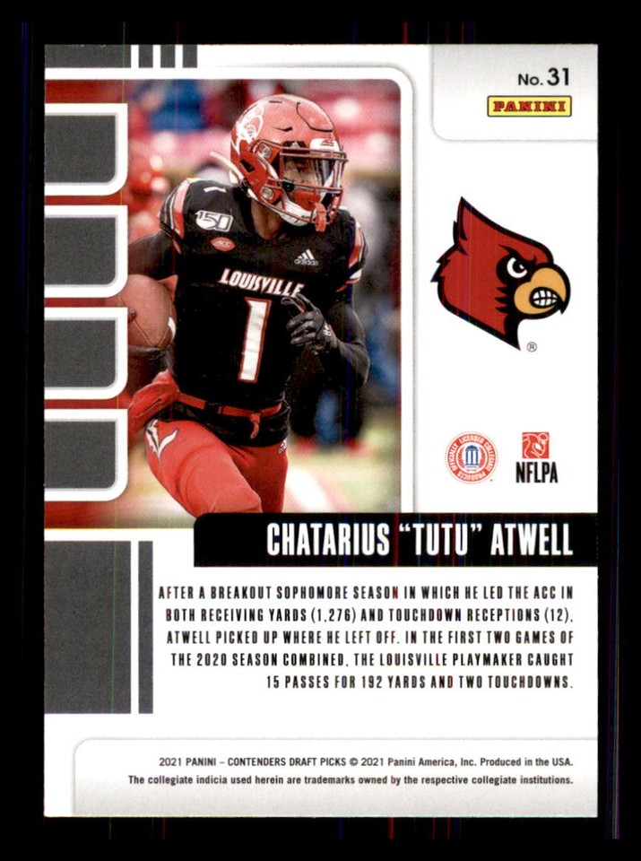 2021 Football Contenders Draft Picks Chatarius "Tutu" Atwell Louisville ...