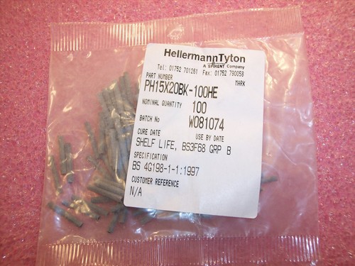 QTY (500) PH15X20BK-100HE BLACK HELLERMANN TYTON BINDING SLEEVE / CABLE ...