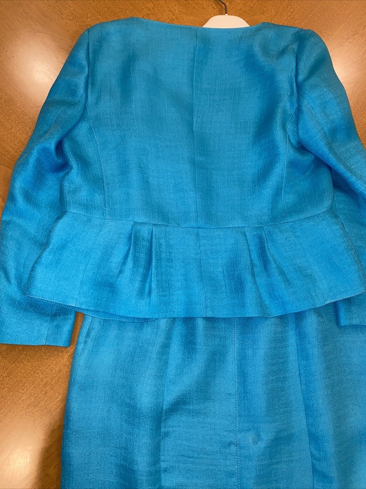 Piazza Sempione Turquoise Blue Silk Vintage Y2K Fitted Set Dress ...