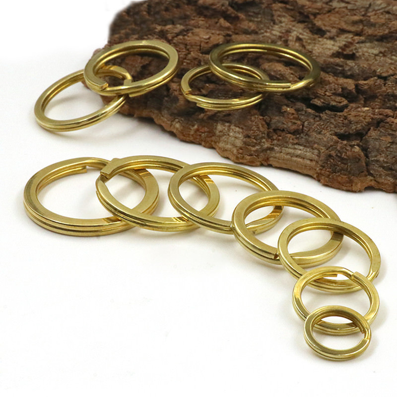 Solid Brass Flat Keyring Split Key Rings Hoop Loop Keychain 15 20 25 30 ...