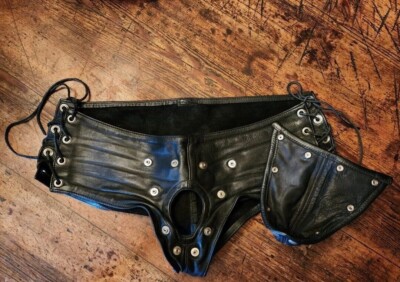 Men's Original Cow Leather Cod Piece Gay Jock Jockstraps Fetish Gay ...