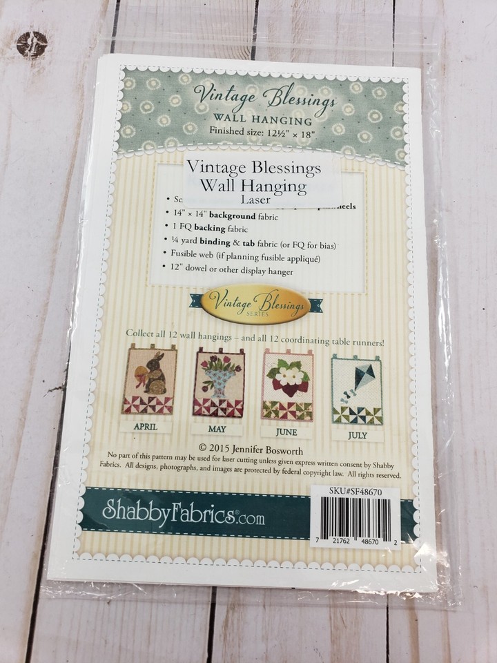 QUILT PATTERN VINTAGE BLESSINGS WALL HANGING SHABBY FABRICS MARCH | eBay
