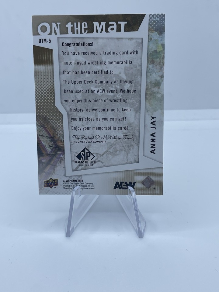 2025 SP Game Used AEW Anna Jay On The Mat /50 OTM-5 | eBay