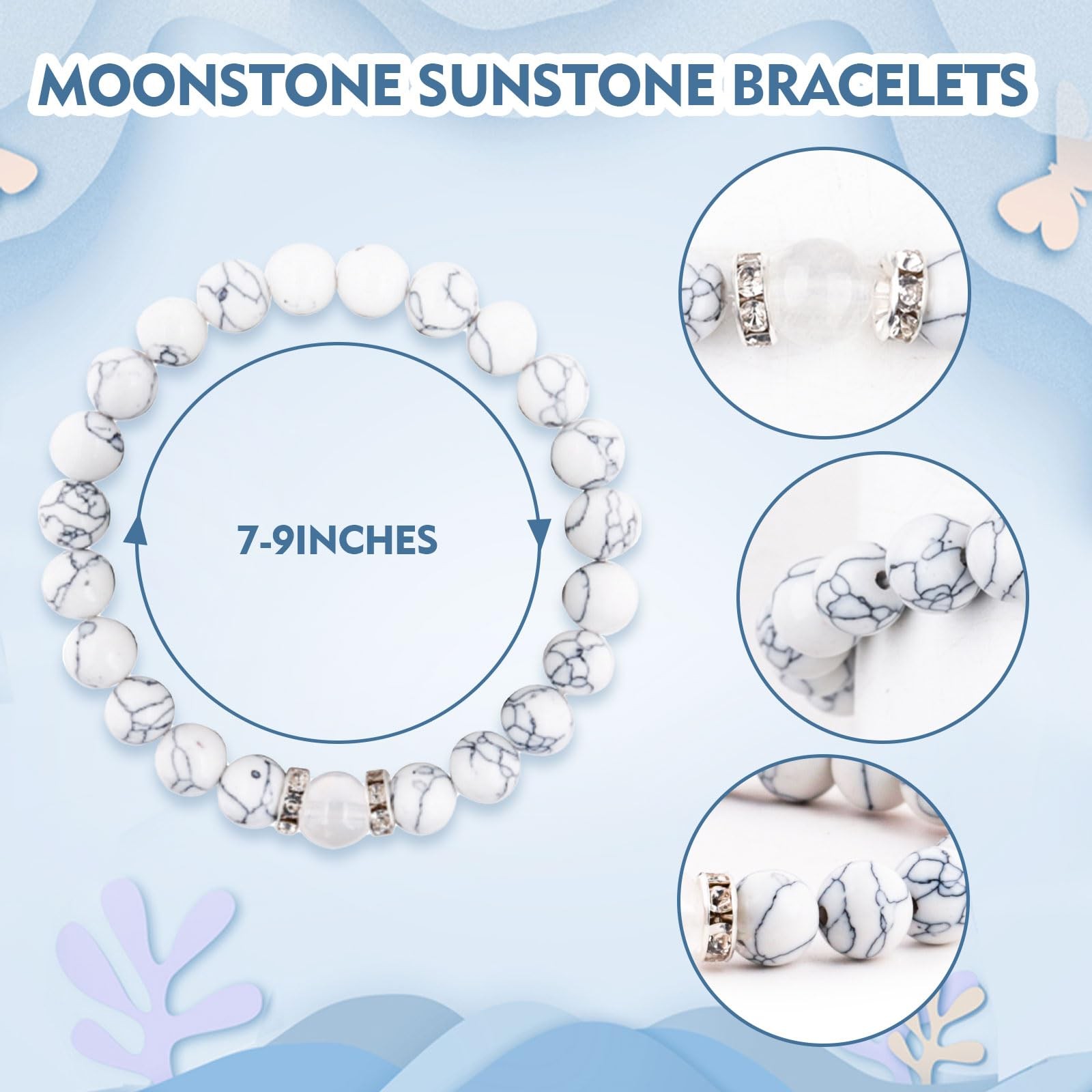 2 Pieces Couple Bracelets Natural Crystal Bracelets for Vows of Eternal ...