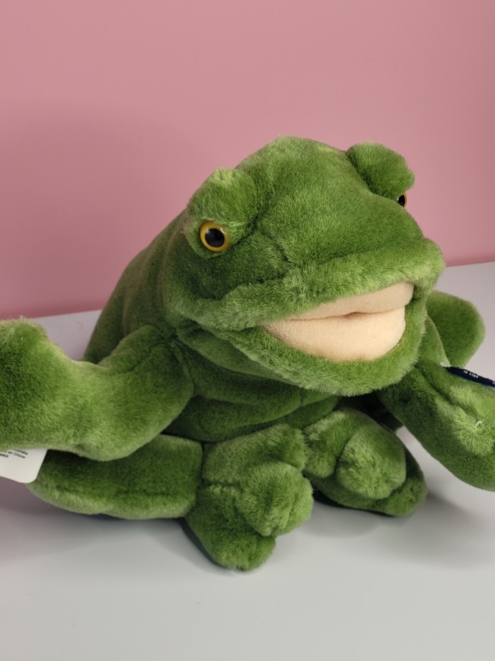 Applause Russ Berrie Green Frog Hand Puppet Realistic Ribbit Sound Plush 10" | eBay