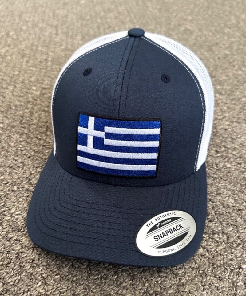 Greece Flag Hat Greek SnapBack Trucker Mesh Cap Handcrafted from ...