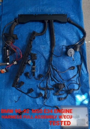 BMW 90-92 E34 M50 NON-VANOS ENGINE HARNESS FULL ASSEMBLY W/ECU AUTO ...