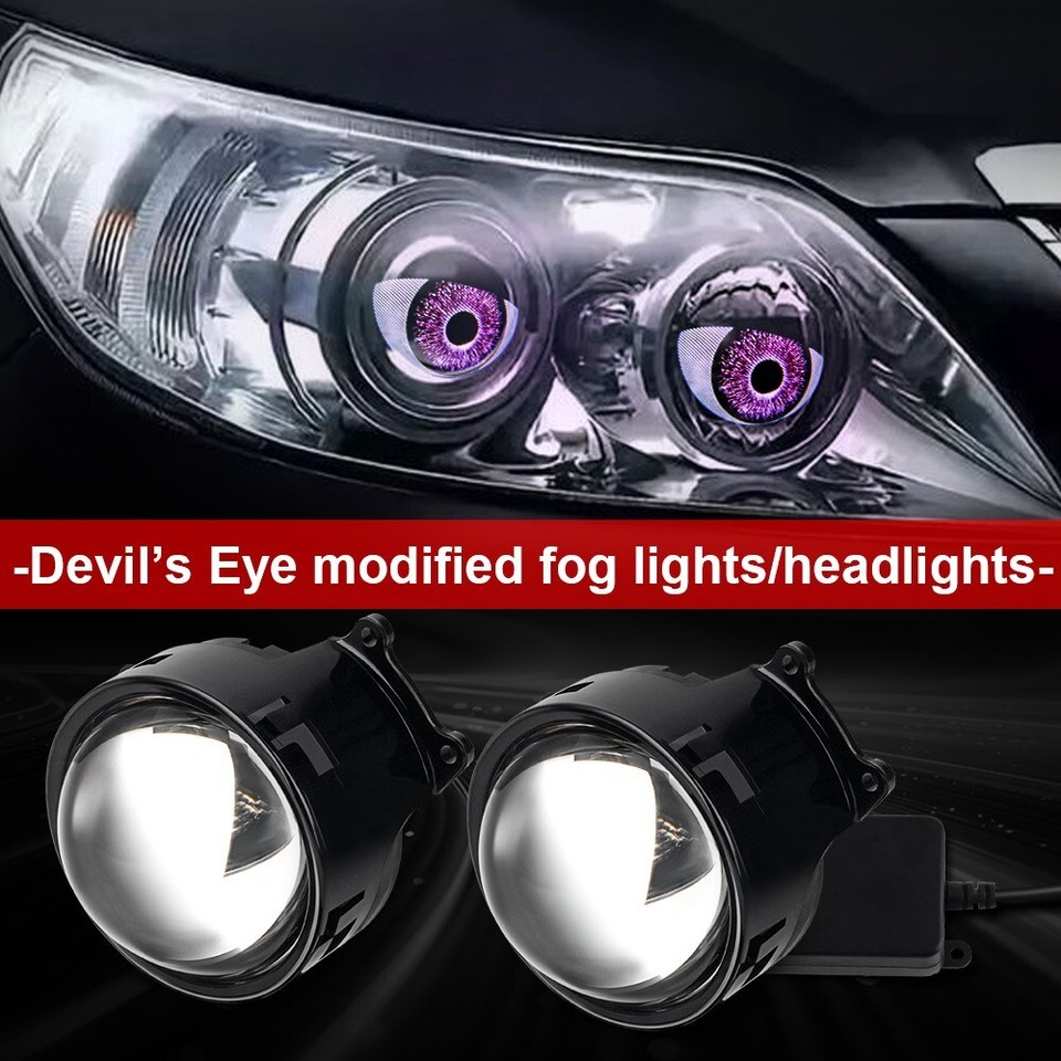 3" LED Dynamic Devil Eyes Light 33 Modes 12V Remote Control Headlight ...