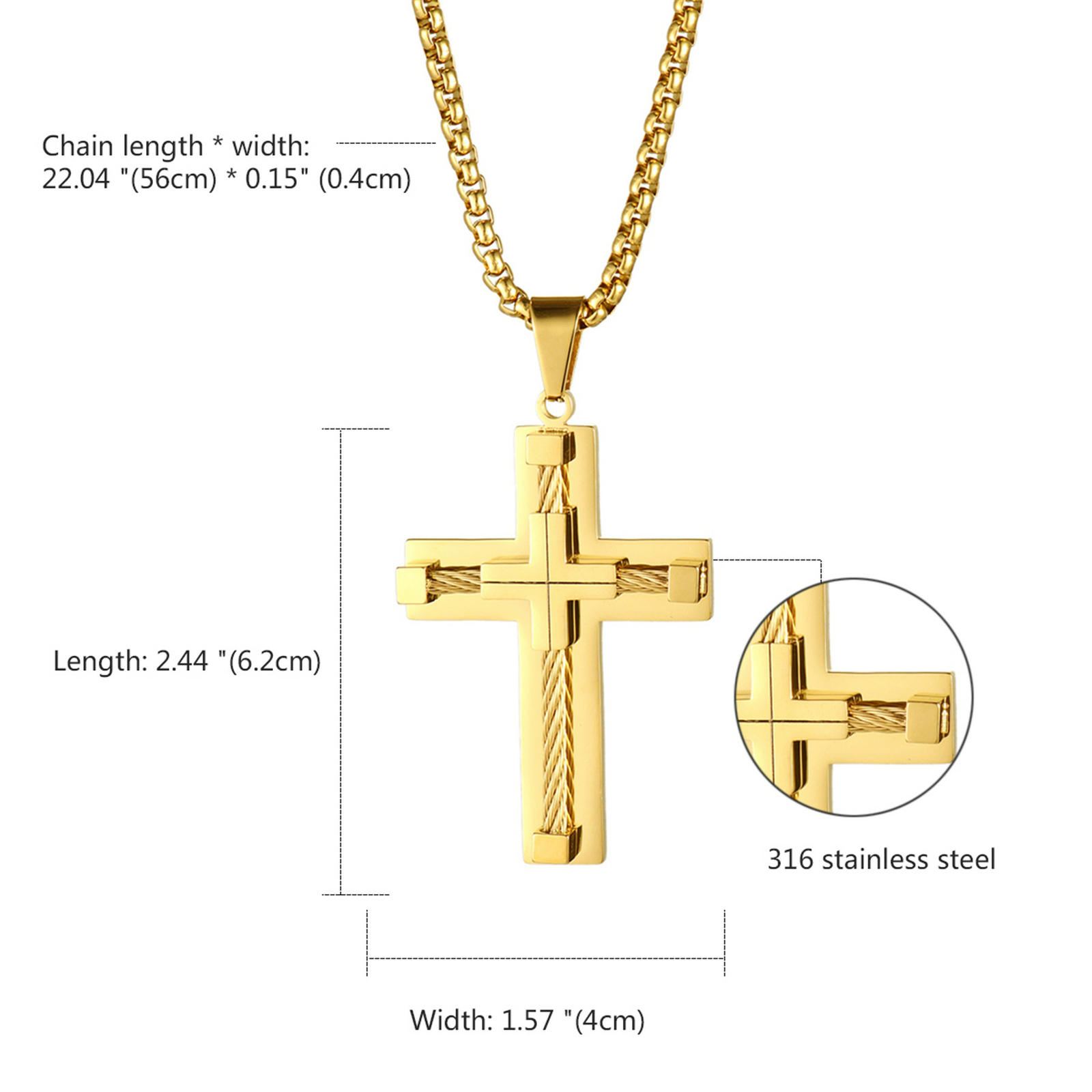 Crucifix Cross Prayer Pendant Chain Necklace For Men Stainless Steel ...