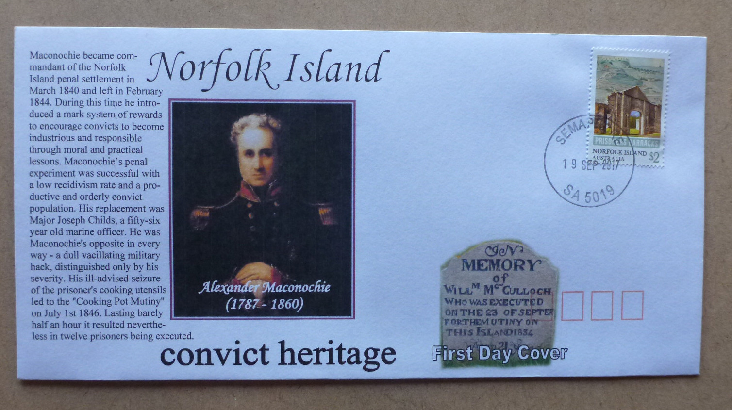 2017 NORFOLK ISLAND CONVICT HERITAGE $2 RATE ILLUSTRATED FDC | eBay