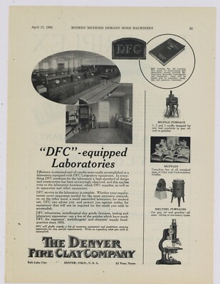 1926 Denver Fire Clay Ad: Muffle Furnace, Melting Furnace Pictured ...