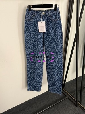 flower print straight slim jeans, blue, SML, | eBay