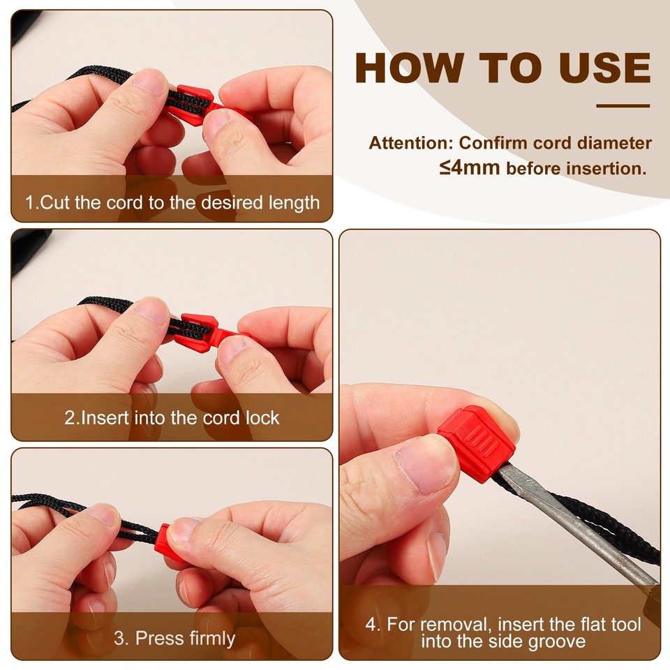 0.5" Zipper Pull Cord Lock, Plastic Shoe Lace End Clips, 12 Pack Orange ...