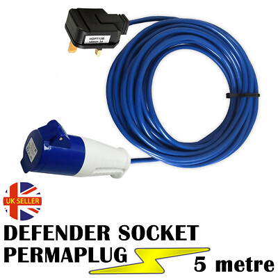 5 METRE 13A PLUG TO 16A BLUE SOCKET EXTENSION LEAD CARAVAN EVENT CAMP ...