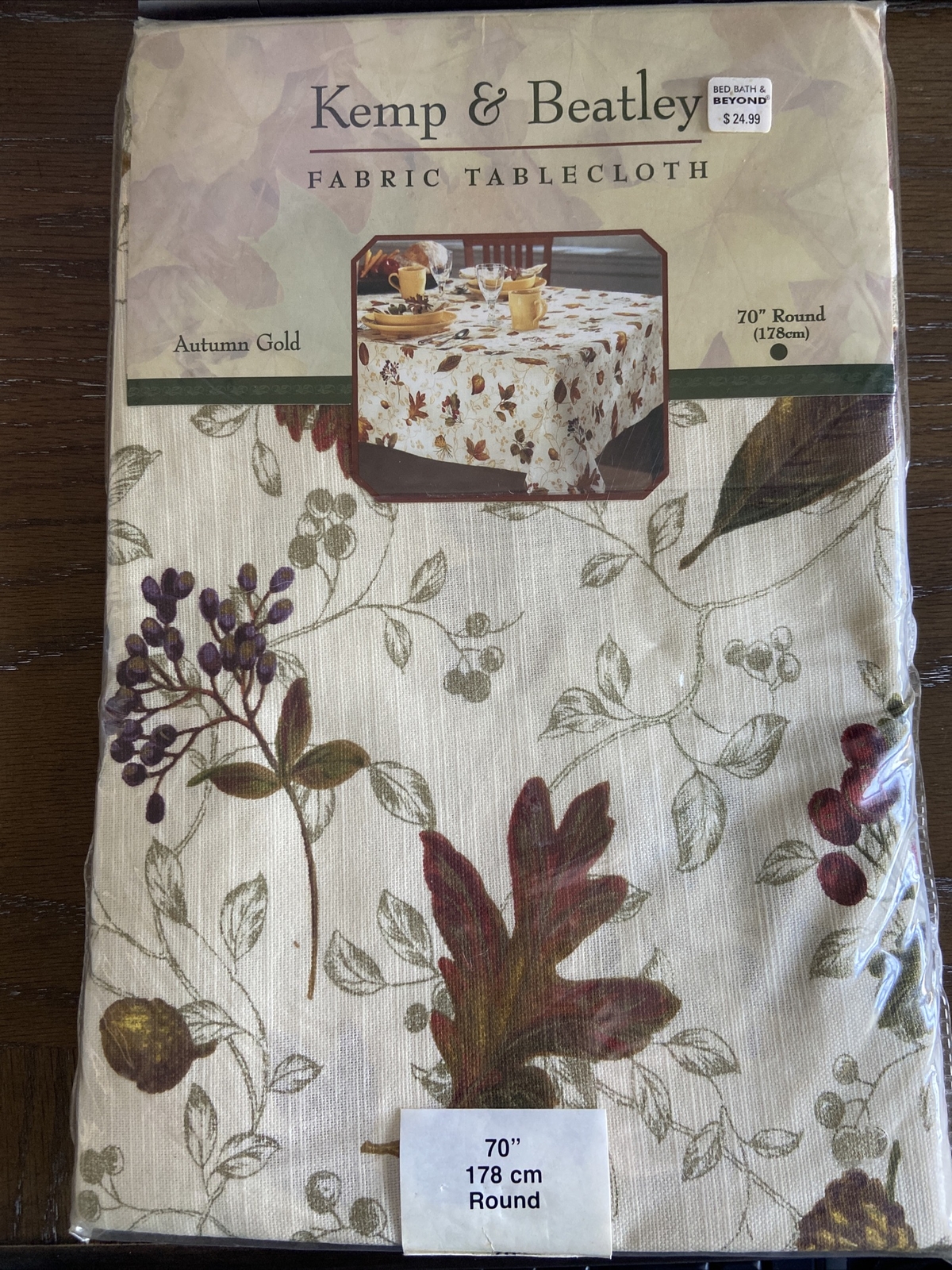 Vintage Kemp & Beatley Fabric Tablecloth Autumn Gold 70” Round NIP | eBay