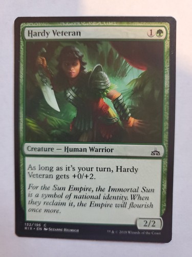 MTG Magic The Gathering Card Hardy Veteran Creature Human Warrior Green ...