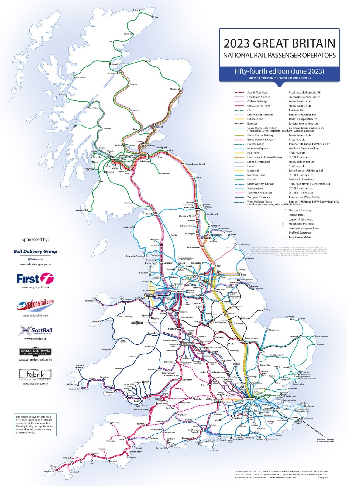 UK Rail Operators Map 54th Edition - Laminated Railway Wall Map | eBay
