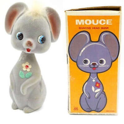Shaking Bobble Head Mouse Bank w/ Box 7" VTG 1950s "Mouce" No Cap MCI ...