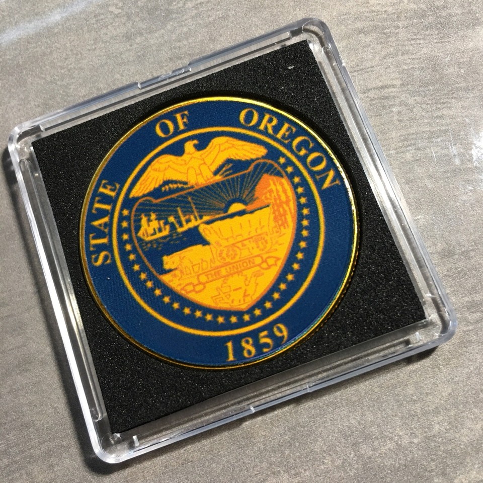OREGON State Seal (OR) 1859 Colorized Collectible Challenge Coin WITH ...