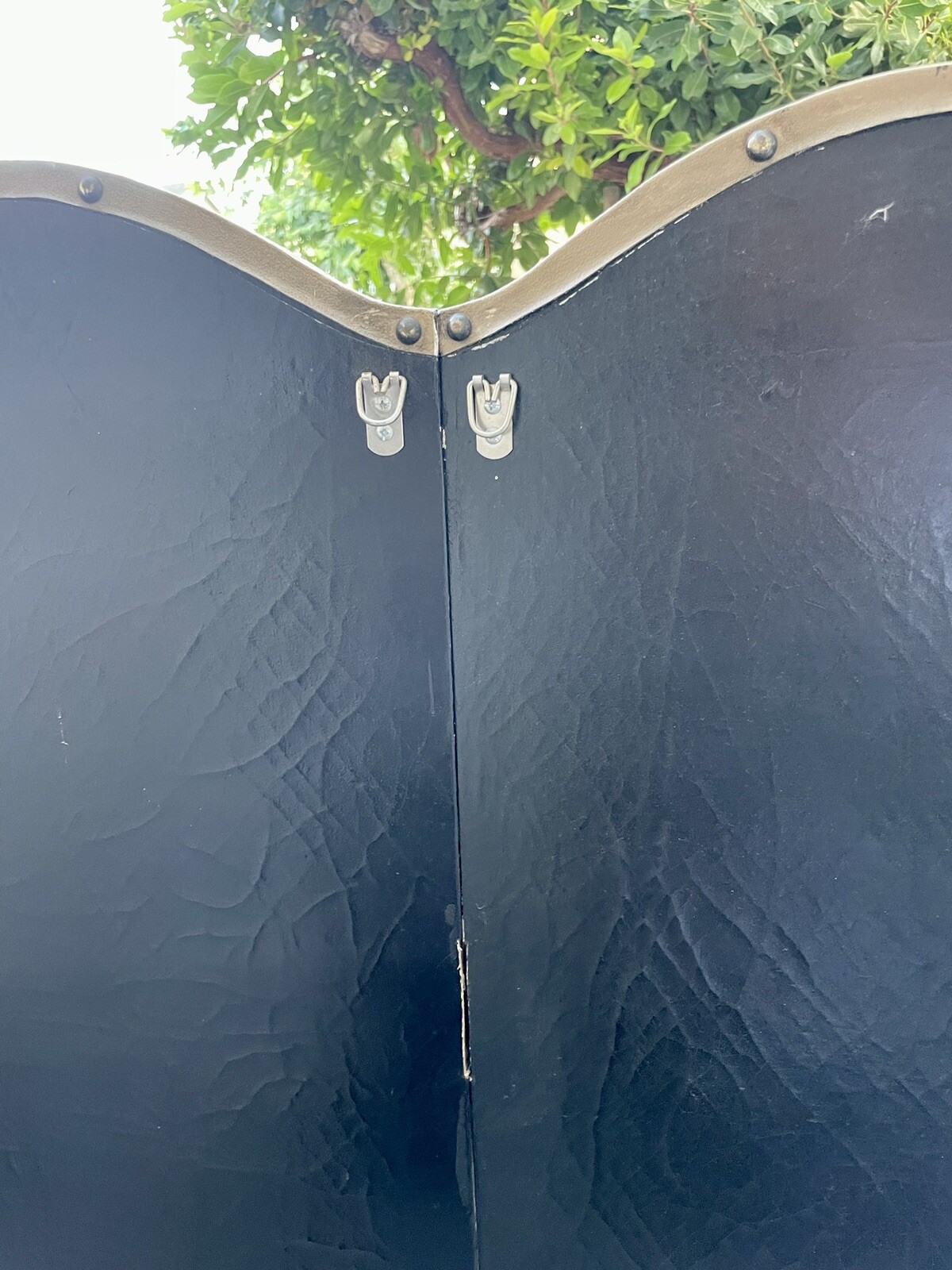 VINTAGE PAINTED WOOD AND LEATHER FOUR PANELS ROOM DIVIDER ANGELS ...