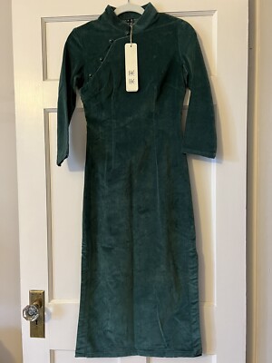 MOMO TOBO Green Velvet Womens Medium Med M Dress Chinese Asian ...