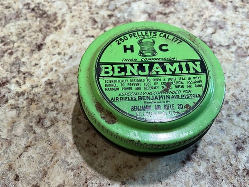 Vintage Air Rifle Pellets Benjamin HC 177.cal 250 Count Container w ...