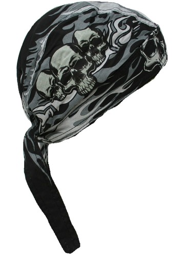Gothic Skulls Black Doo Rag Headwrap Skull Cap Biker Durag Sweatband ...