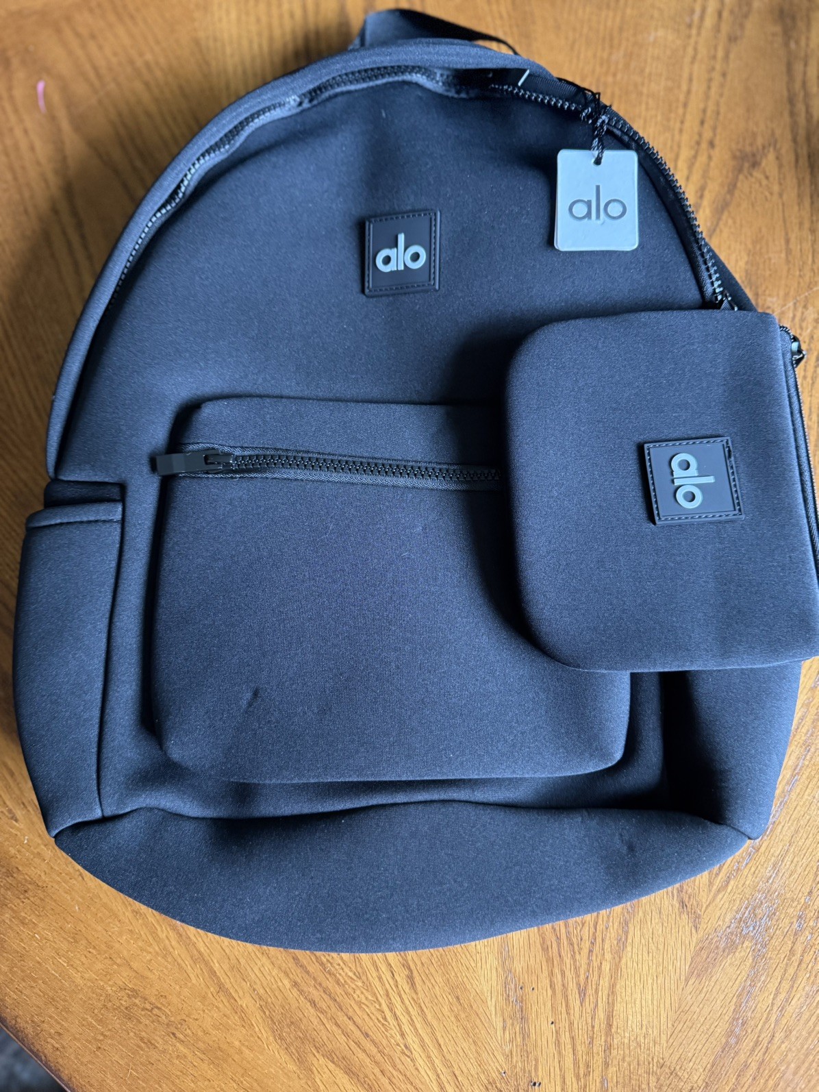 Original Alo Yoga Stow Backpack Black Neoprene with Detachable Pouch ...