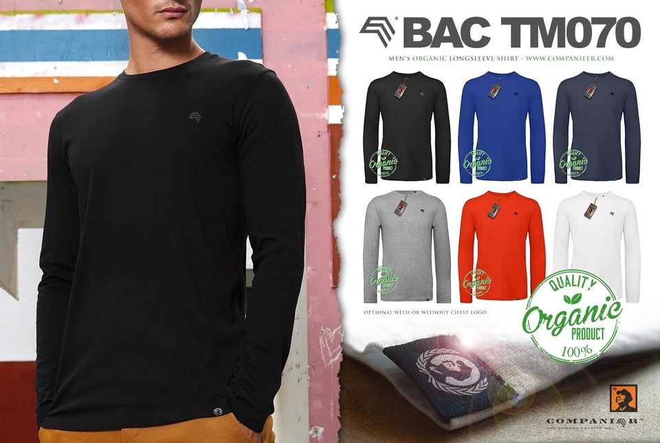 BAC TM070 Langarmshirt T-Shirt Longsleeve Organic COMPANIEER Blau ...