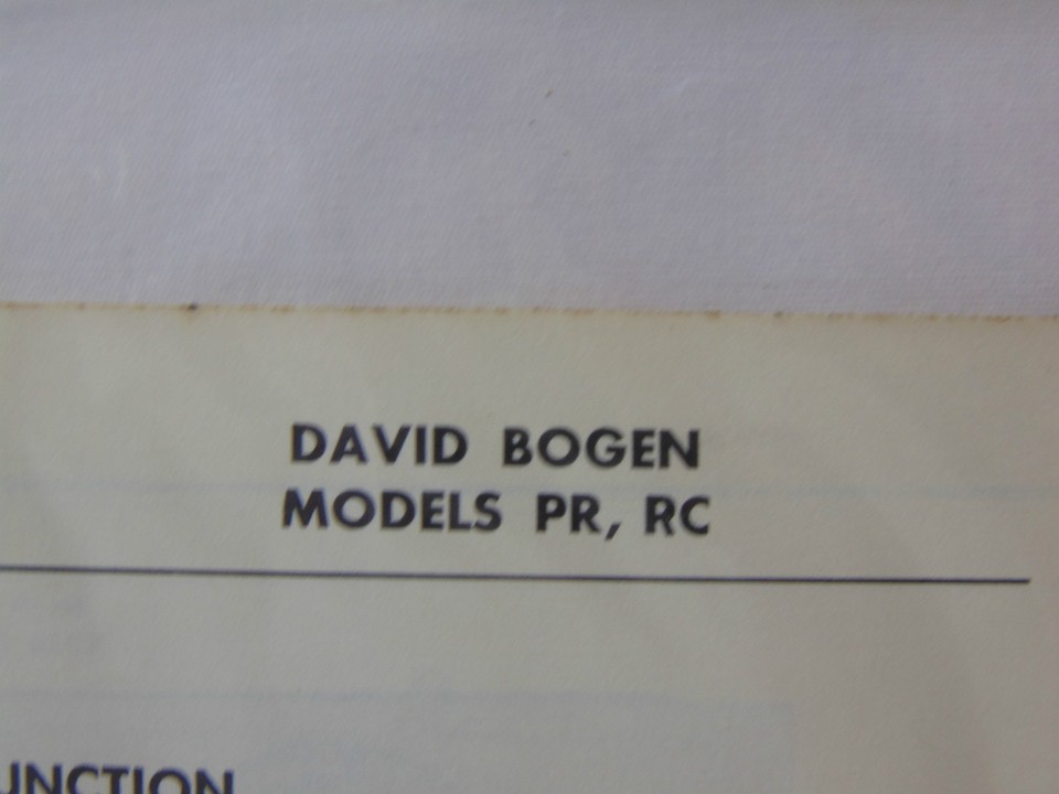 SAMS PHOTOFACT FOLDER MANUAL & SCHEMATIC AMPLIFIER DAVID BOGEN MODEL PR ...
