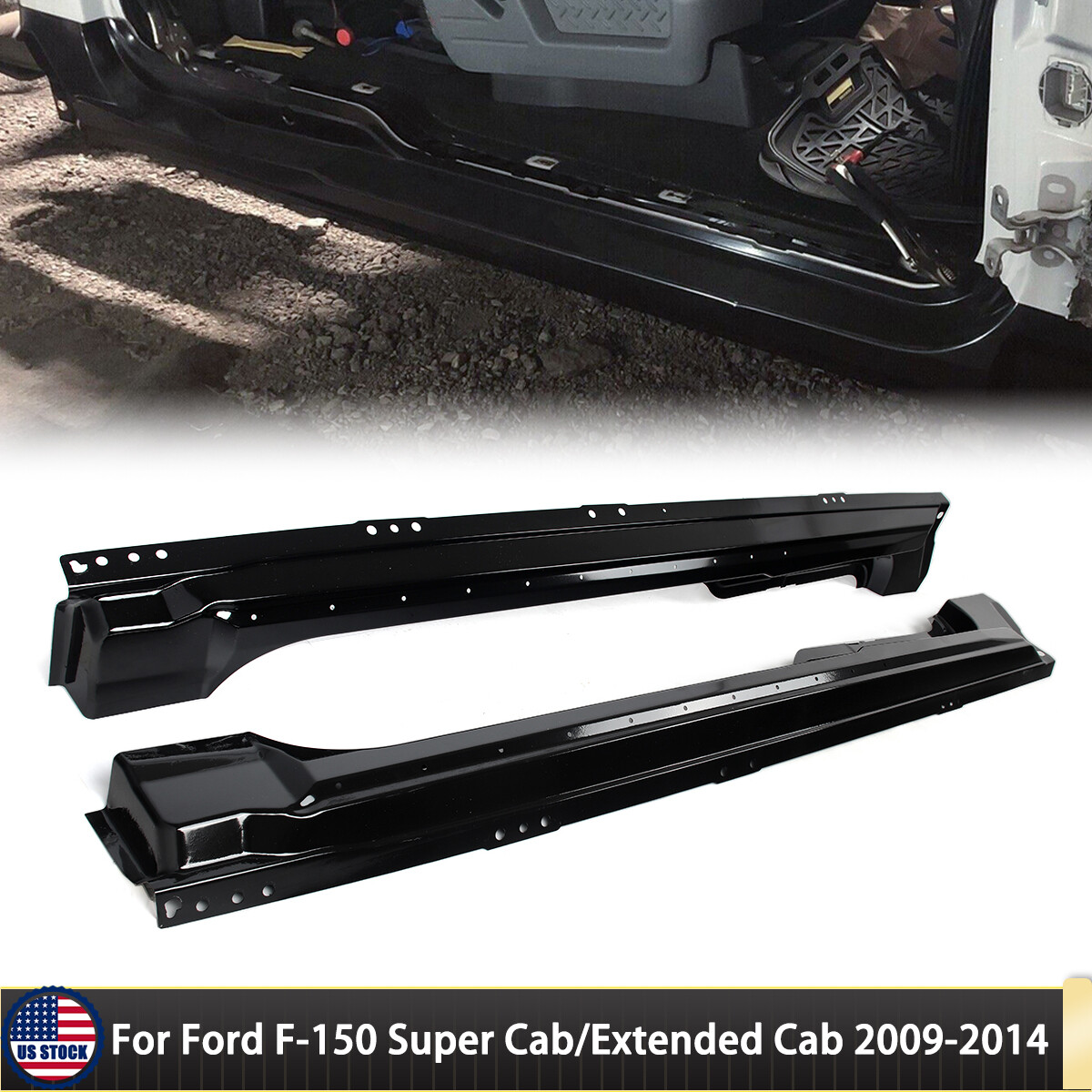 Pair For Ford F-150 F150 Pickup Truck Super/Extended Cab 09-14 Rocker ...