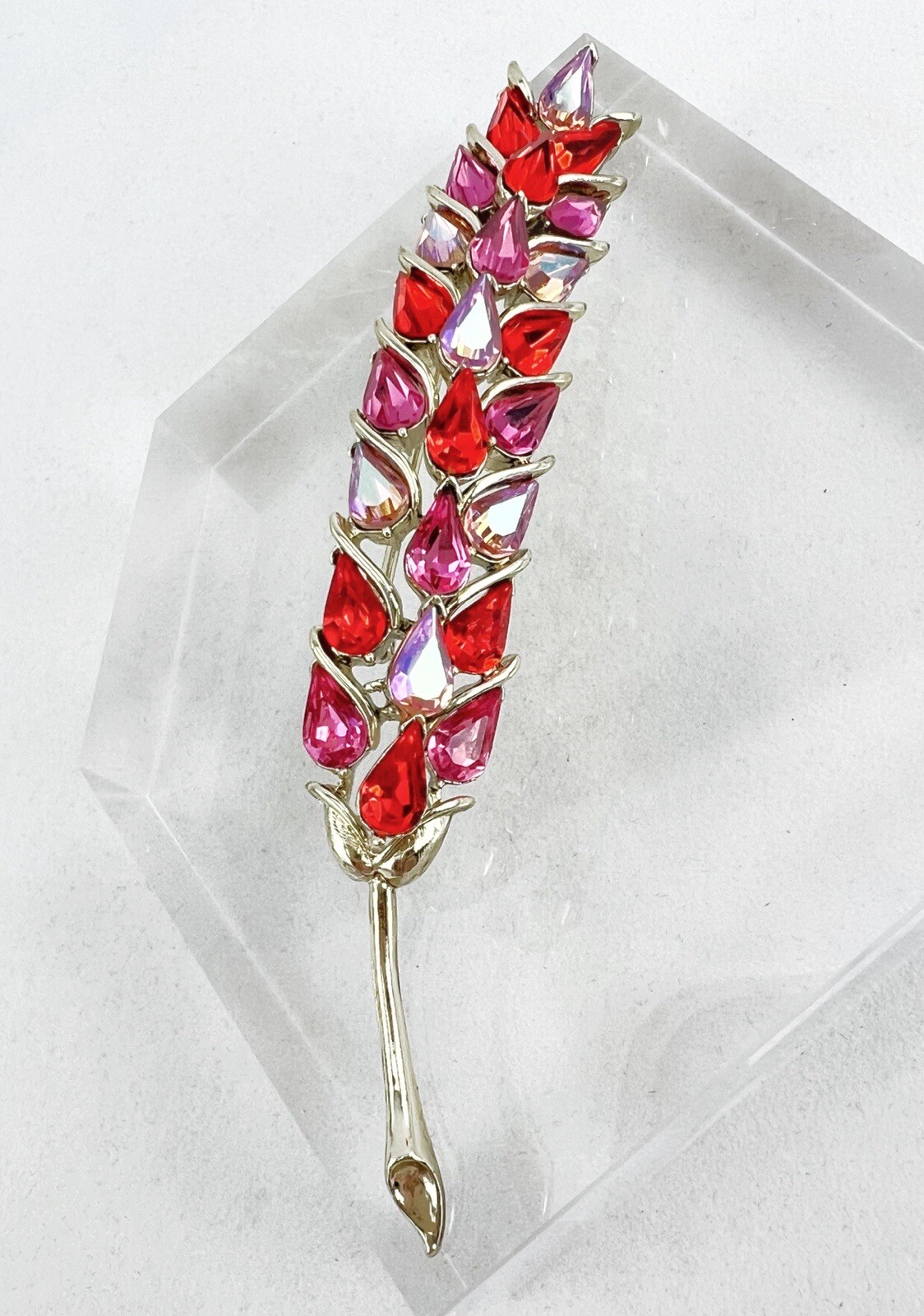 Pegasus Coro Neon Orange, Pink, Pink AB Rhinestones Leaf Wheat Stalk ...