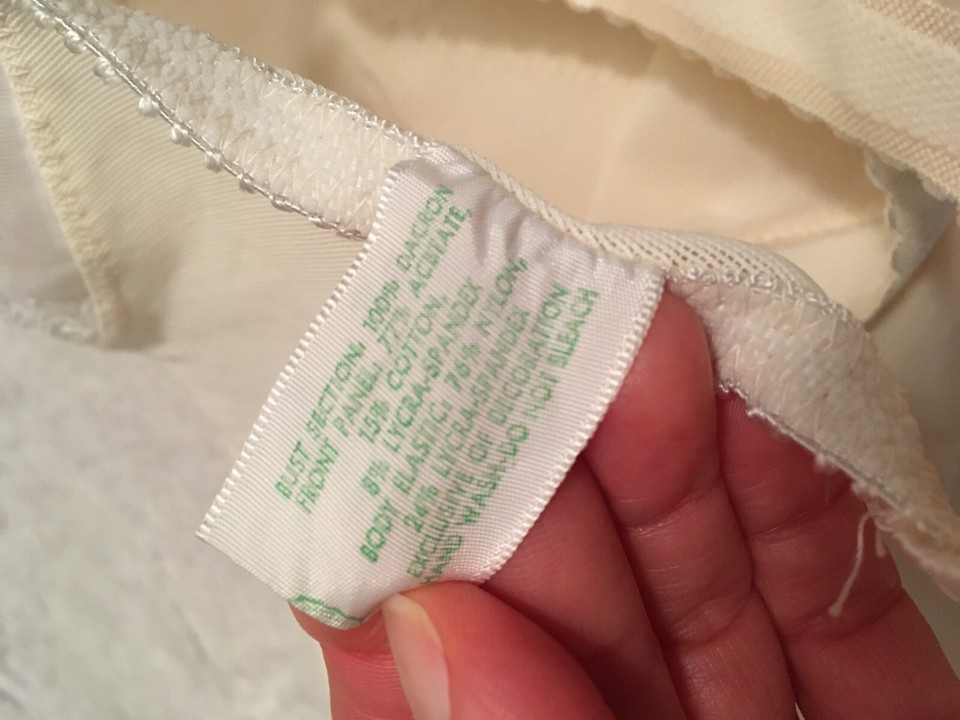 40C/XL Vtg SATIN Lace CORSELETTE Garters Open Bottom Girdle Ivory Mesh ...