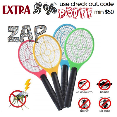 2x Mosquito Tennis Swatter Racket Fly Insect Zapper Handheld Electric ...