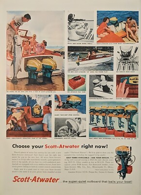 1959 Vintage Scott-Atwater Gold Pennant Outboard Boat Motor Print Ad | eBay