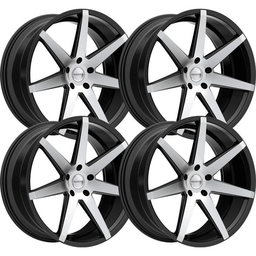 (Set-4) Ravetti M7 22x10 5x114.3/5x4.5 45mm Black Machined Wheels Rims ...