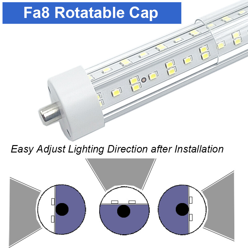 12/25 Pack 8FT Single Pin Bulbs 144W 18000Lm 6500K LED Tube Light FA8 ...