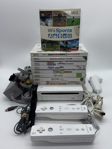 Nintendo Wii RVL-101 White Console Bundle w/ Wii Sports & More Tested ...
