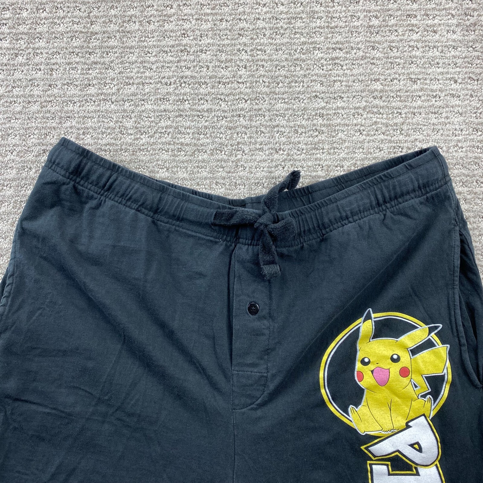 Pokémon Pikachu Pants Men Large L Black Pajama Sleep … - Gem