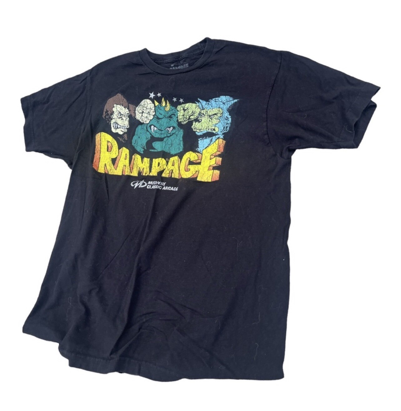 Rampage T Shirt Adult L Black Retro Graphic Print Midway The Movie 80s ...