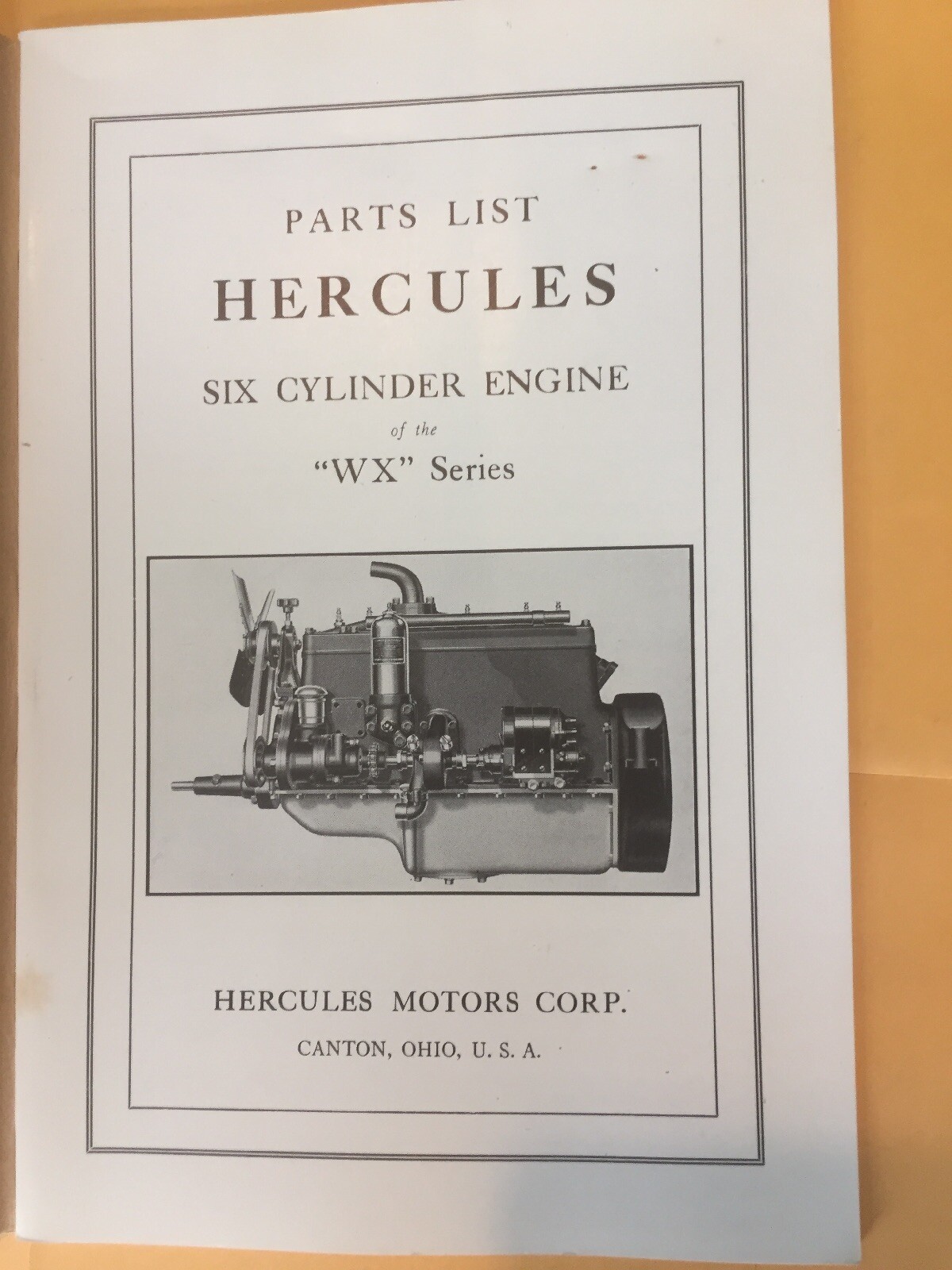HERCULES ENGINE PARTS LIST WX SERIES 6 CYLINDER ENGINE WXA WXA2 WXB WXC ...
