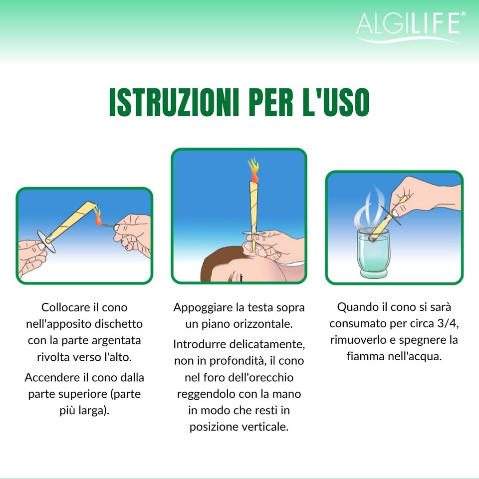 ALGILIFE ConiClean Coni Orecchie Cerume con Cera dApi, Pulizia Orecchie ...