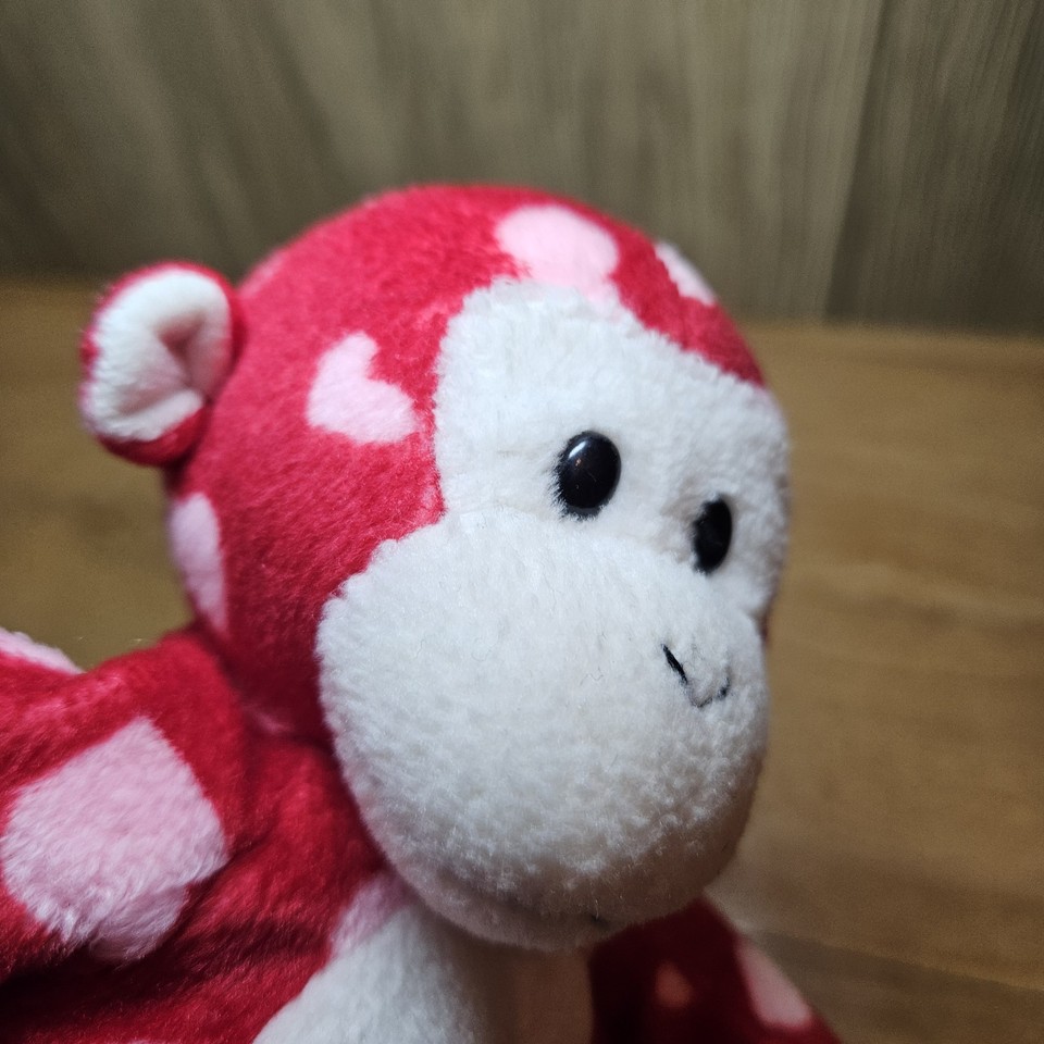 Ty Red Heart Print Monkey Soft Toy Plush Teddy Bear Chimp Ape 20cm ...
